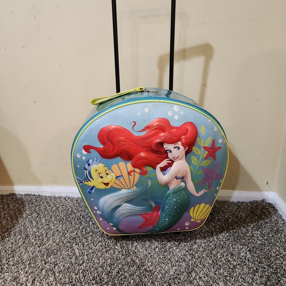 Disney | Accessories | Disney Little Mermaid Kids Rolling Bag Blue And ...